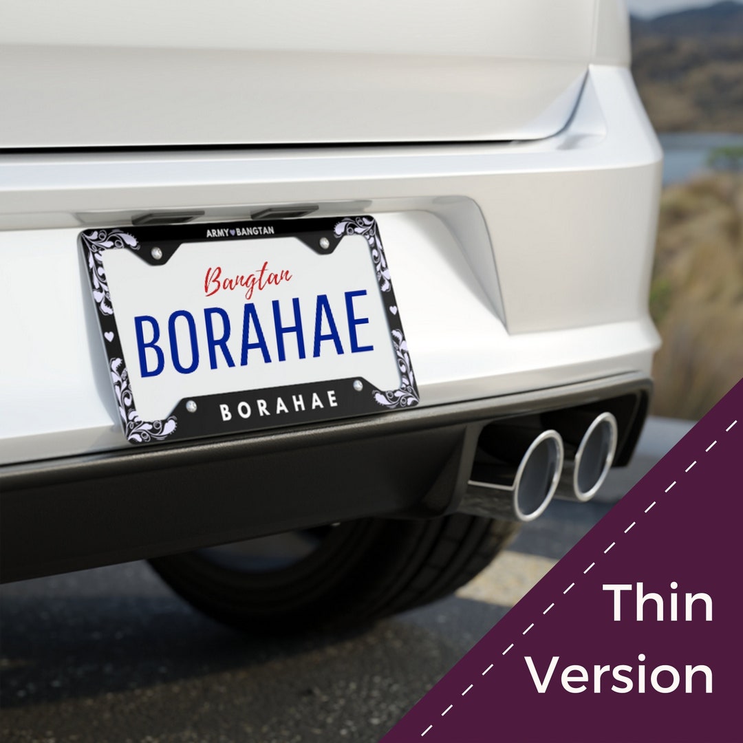 BTS License Plate Frame Floral Purple Borahae BTS Car Accessories Thin ...