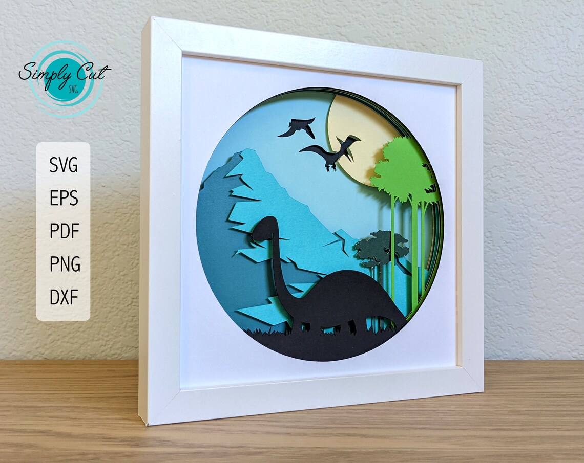 3D Dinosaur Shadow Box Double Bundle Brontosaurus and T-rex - Etsy