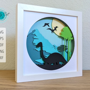 3D Dinosaur Shadow Box Double Bundle | Brontosaurus and T-rex Shadow ...