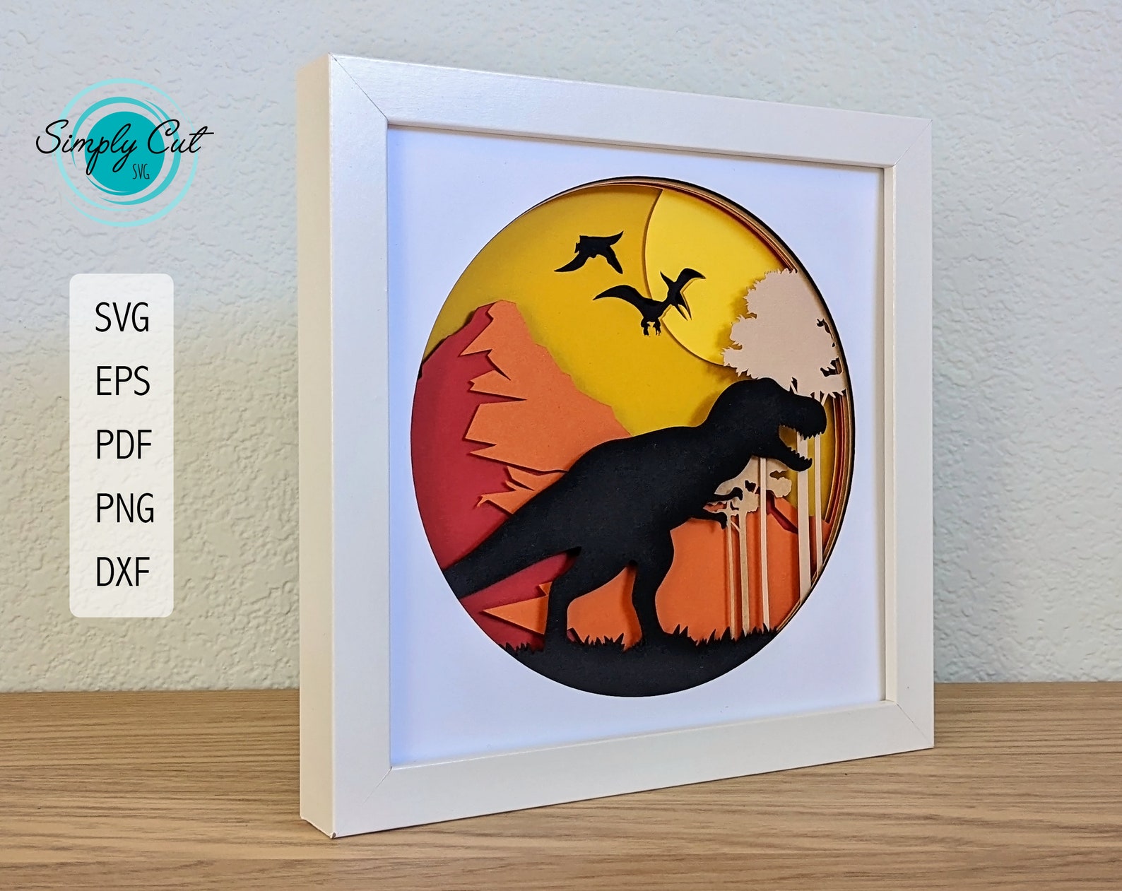 3D Dinosaur Shadow Box T-rex Clipart Nursery Decor Layered | Etsy