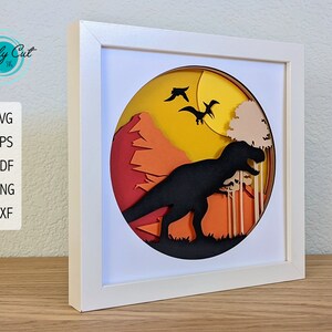 3D Dinosaur Shadow Box T-rex Clipart Nursery Decor Layered | Etsy