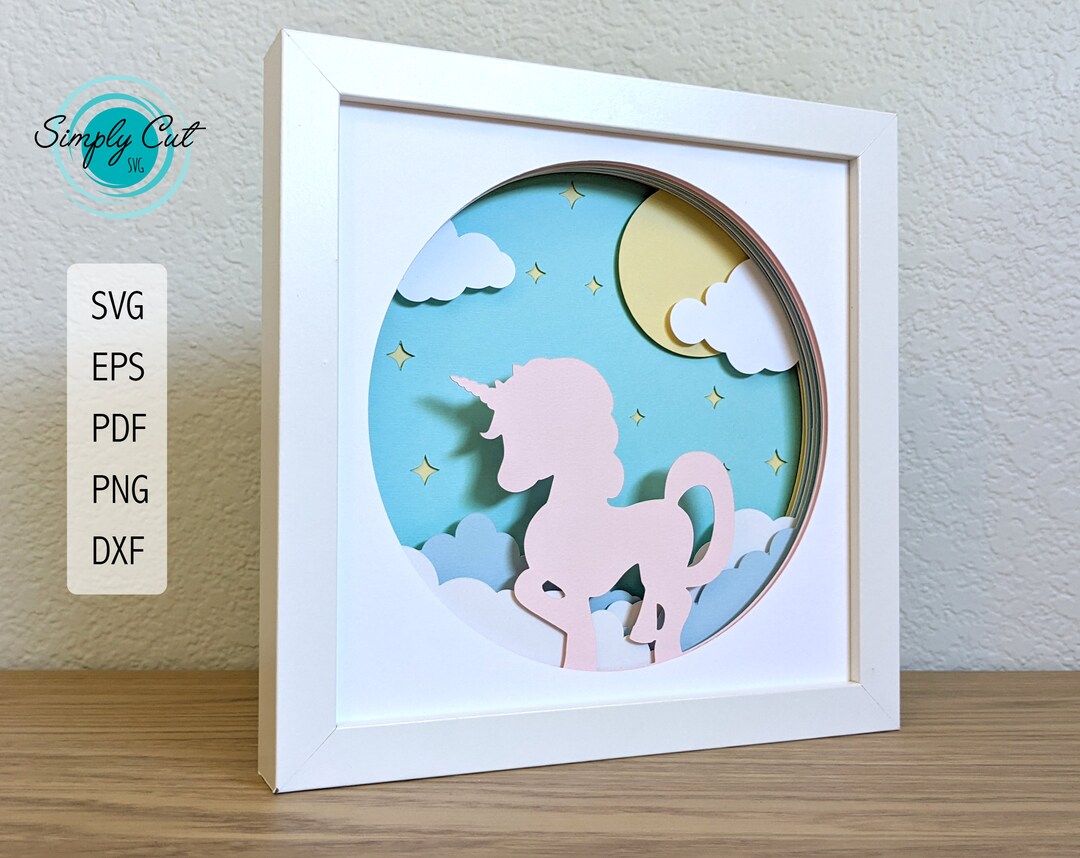 3D Unicorn Shadow Box | Unicorn Clipart Nursery Decor | Unicorn SVG ...