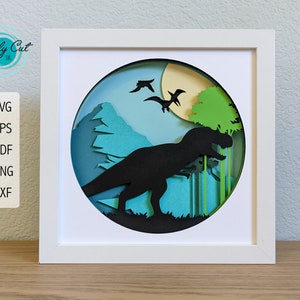 3D Dinosaur Shadow Box | T-rex Clipart Nursery Decor | Layered Paper ...