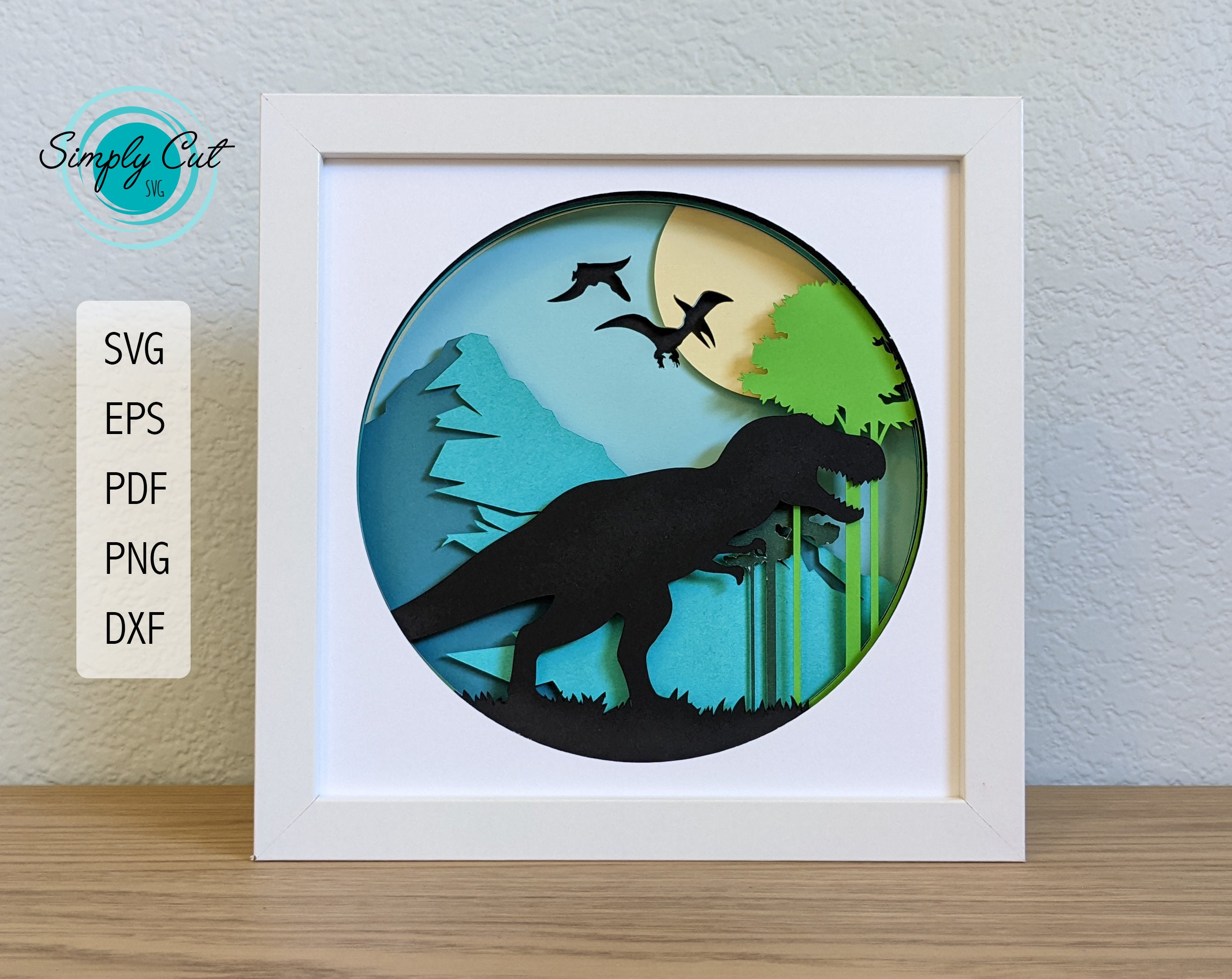 3D Dinosaur Shadow Box T-rex Clipart Nursery Decor Layered Paper Art 3D ...