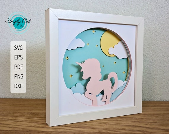 3D Unicorn Shadow Box Unicorn Clipart Nursery Decor - Etsy