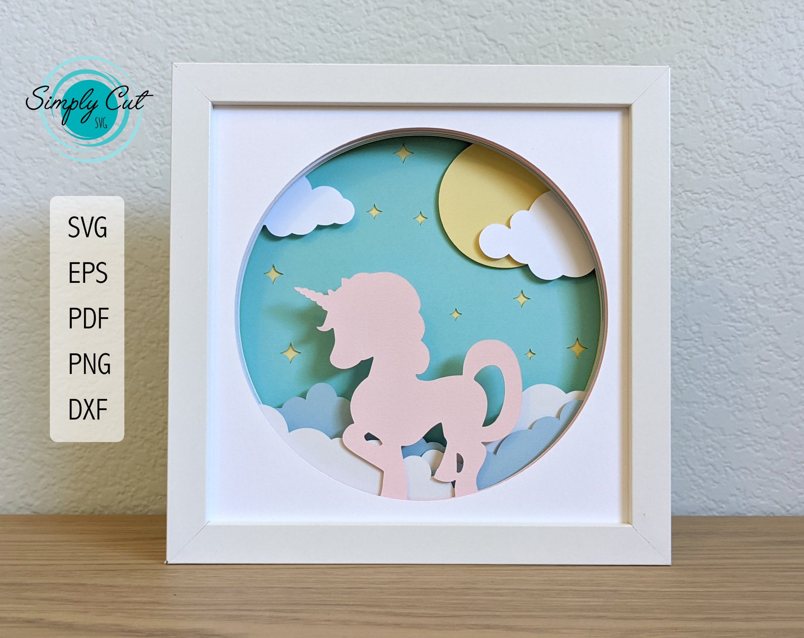 3D Unicorn Shadow Box | Unicorn Clipart Nursery Decor | Unicorn SVG ...