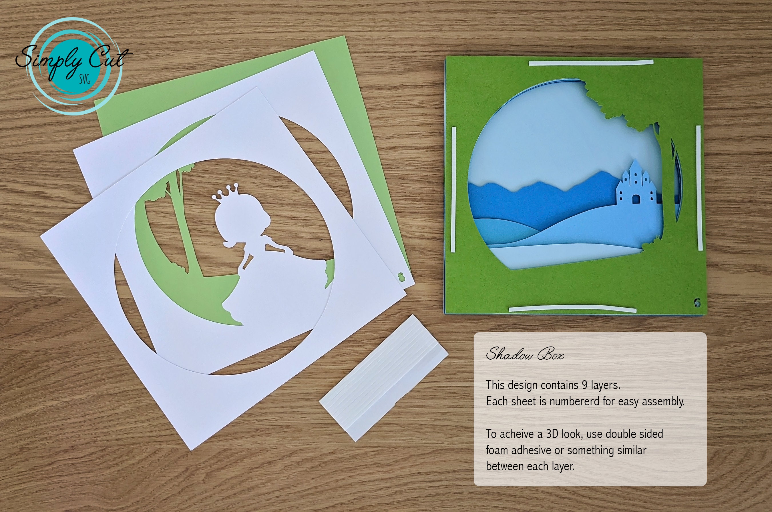 3D Princess Shadow Box SVG | Princess Nursery Decor Clip Art | Layered ...