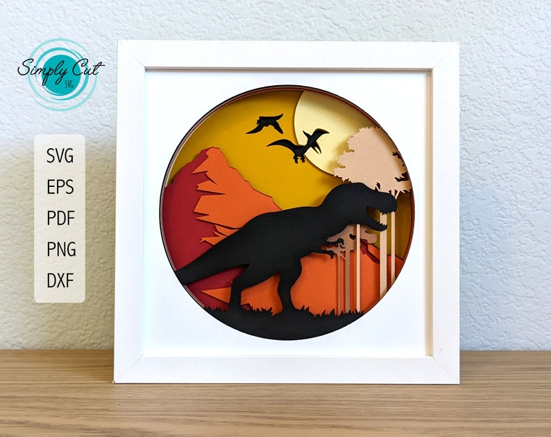 3D Dinosaur Shadow Box T-rex Clipart Nursery Decor Layered - Etsy