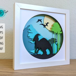 3D Dinosaur Shadow Box | Nursery Dino Decor Clipart | Dinosaur SVG ...