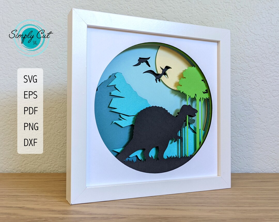 3D Dinosaur Shadow Box | Nursery Dino Decor Clipart | Dinosaur SVG ...