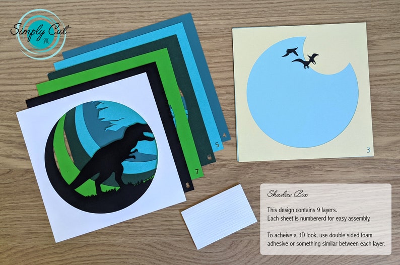 3D Dinosaur Shadow Box T-rex Clipart Nursery Decor Layered - Etsy Australia