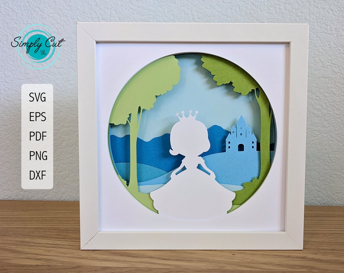 3D Princess Shadow Box SVG | Princess Nursery Decor Clip Art | Layered ...