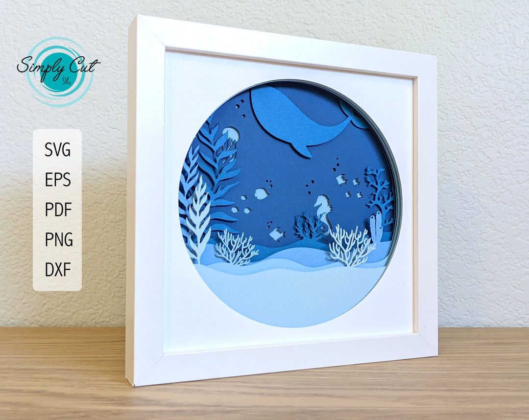 3D Under the Sea Shadow Box | Ocean Nursery Decor Clipart | Whale SVG ...