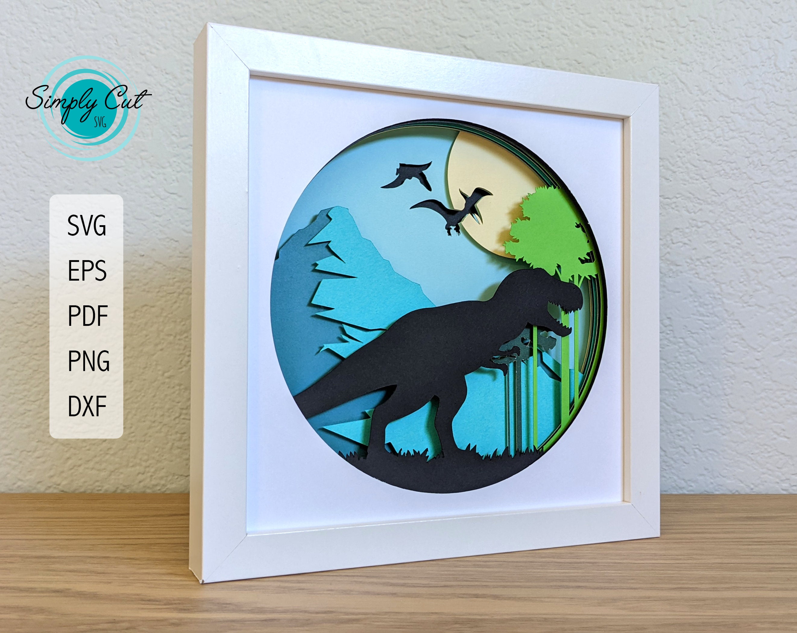 3D Dinosaur Shadow Box T-rex Clipart Nursery Decor Layered Paper Art 3D ...