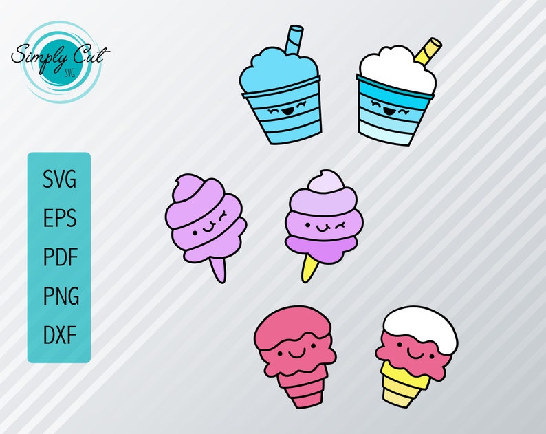 Paquete SVG de helado / Postre de dibujos animados SVG / Clipart ...