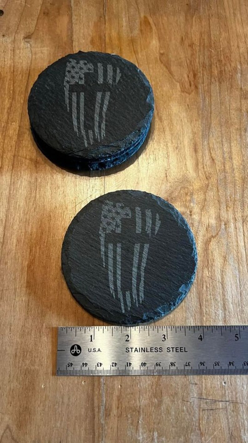 Laser Etched Slate Coasters With Flag and Cross - Etsy