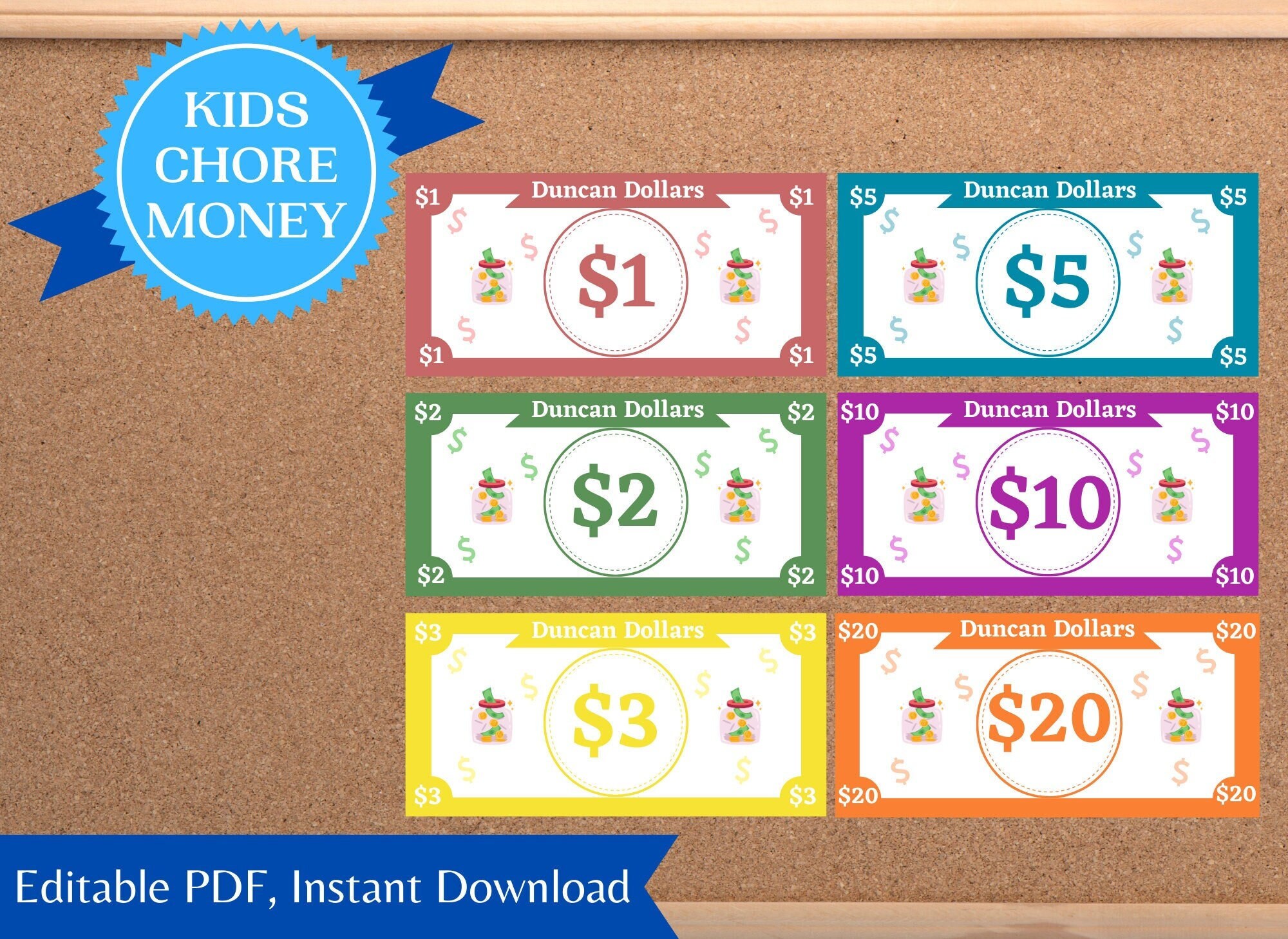 Editable Kids Chore Money | Allowance | Reward Bucks | Mom Bucks ...