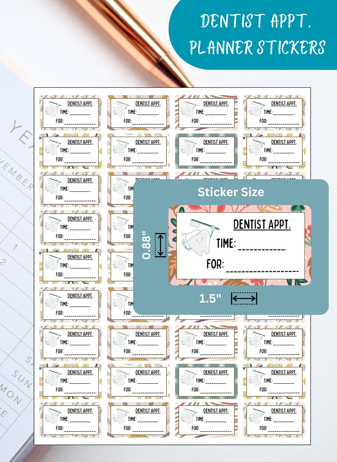 Appointment Planner Stickers | Dentist Appointment | Happy Planner ...
