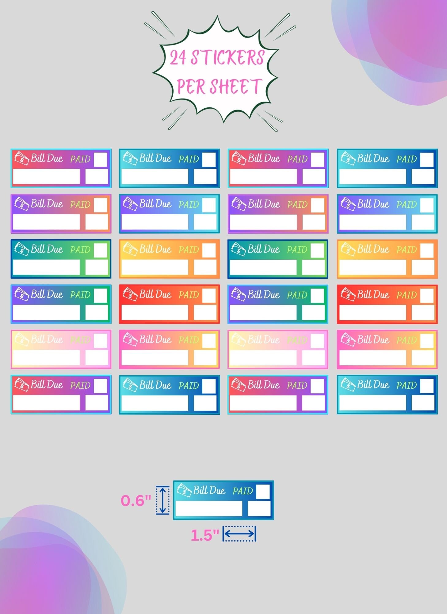 Bill Due Planner Stickers, Reminders, Bill Tracker, Happy Planner ...