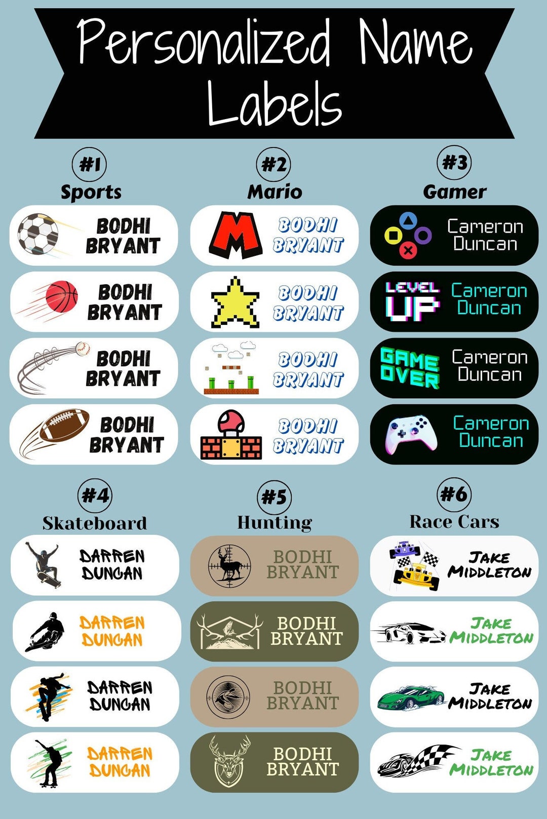 Custom Name Labels | Waterproof | School Supply Stickers | Personalized ...