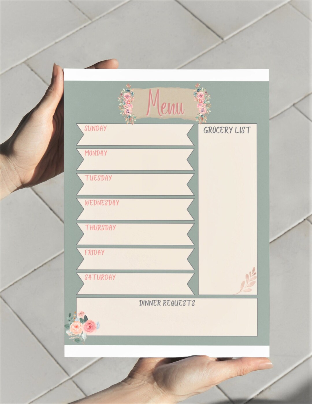 INSTANT DOWNLOAD Weekly Menu Template | Printable | PDF | Meal Planning ...