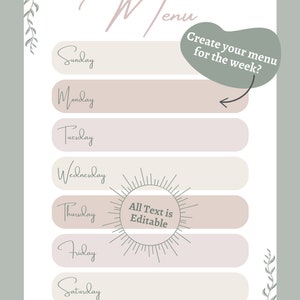 INSTANT DOWNLOAD Weekly Menu Printable, PDF, Meal Planning - Etsy