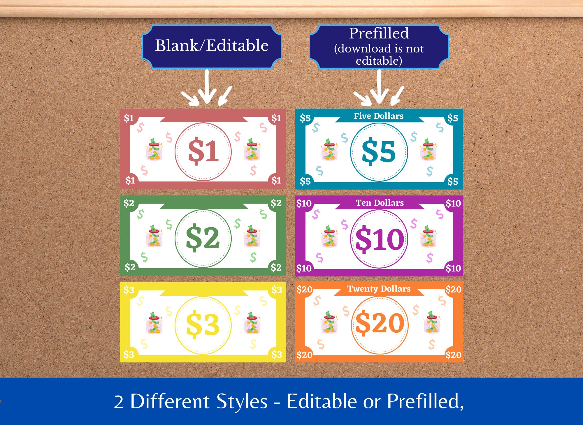 Editable Kids Chore Money Allowance Reward Bucks Mom - Etsy