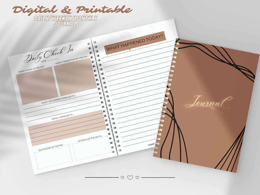 Digital & Printable Daily / Weekly / Monthly Journal, Digital Journal ...