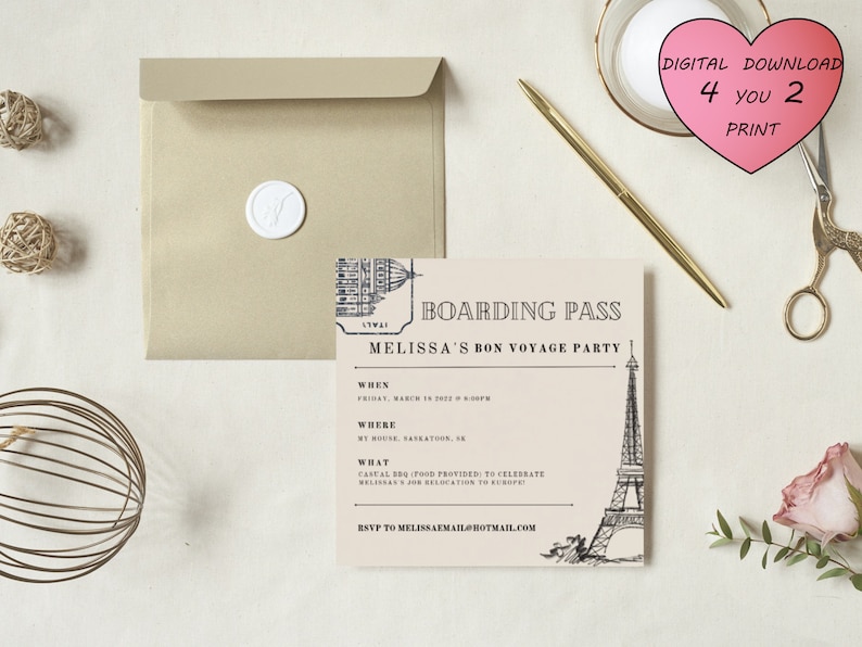 Bon Voyage Party Editable Template Digital Download - Etsy