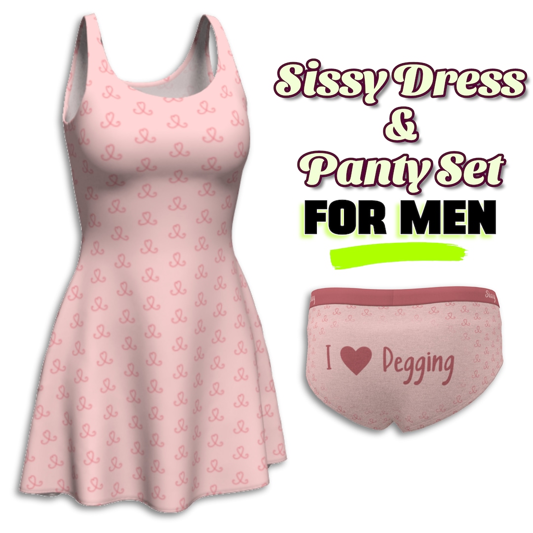 Sissy Dress Set With I Heart Pegging Panties For Men Femdom Etsy