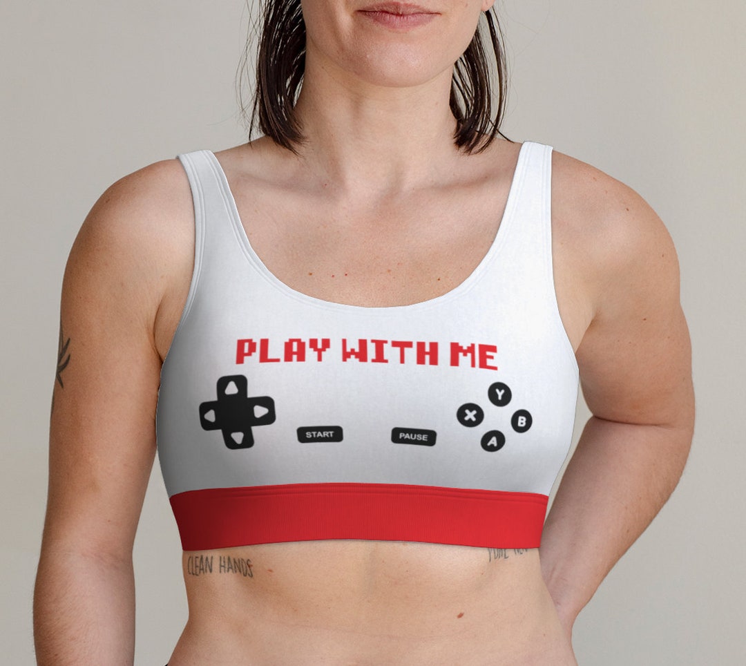 Play With Me Crop Top, Sexy Gift for Her, Naughty Lingerie, Gift for Gamer Girl, Retro Gamer ...