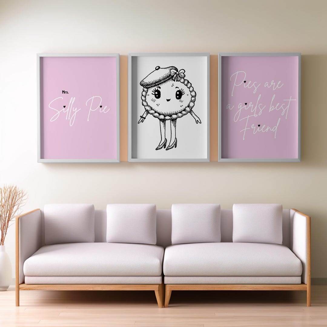 Vintage Silly Pie Coquette Art Print Cute Art Kawaii Pie Print Pink ...