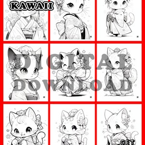 Miko Coloring Page Kawaii Drawings Coloring Anime Page Cat Art Book for ...
