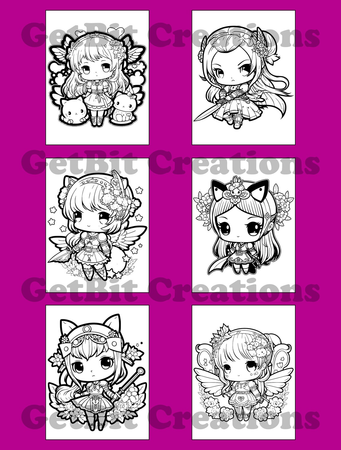 Cute Chibi Coloring Book for Digital Download Fantasy Adventure ...