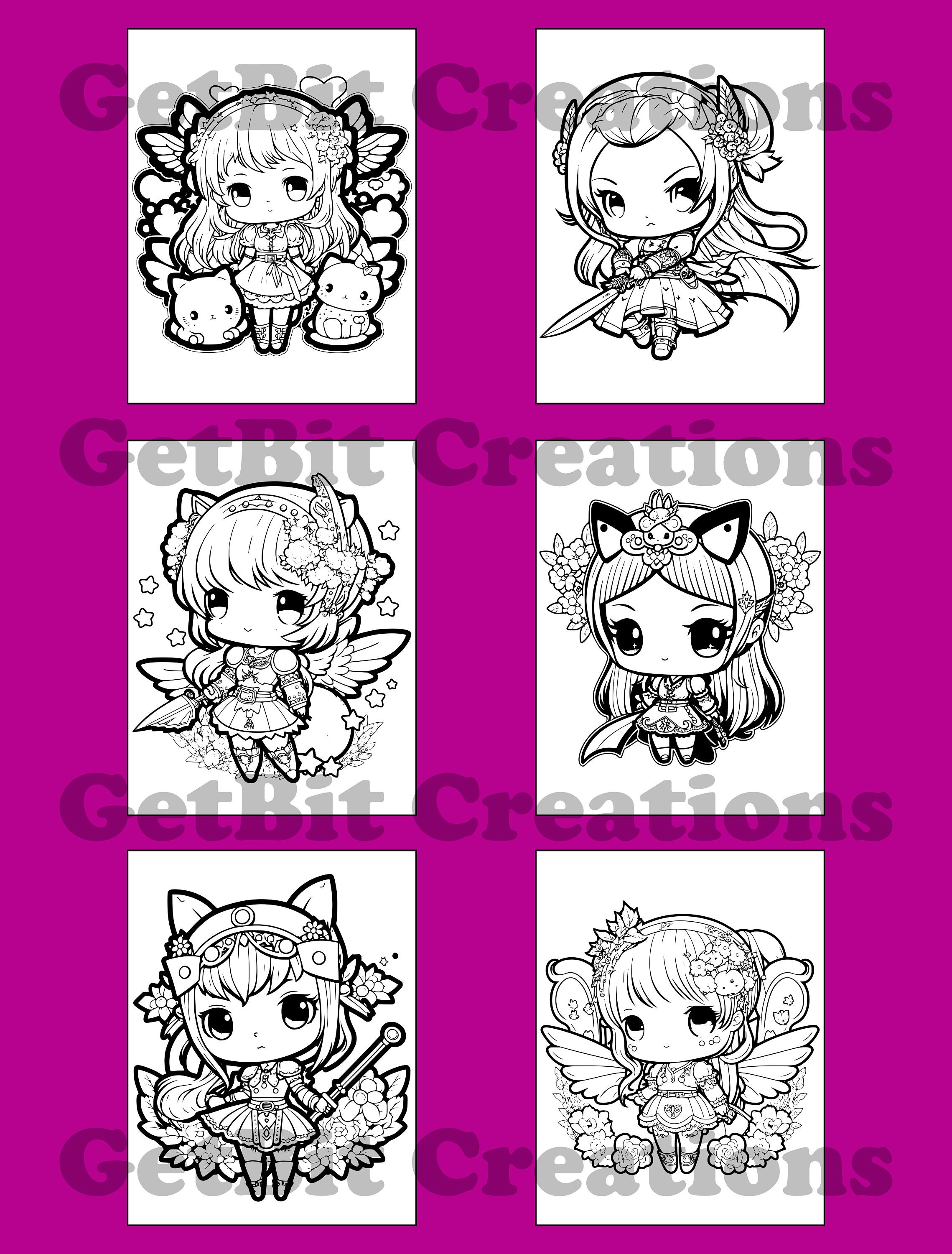 Cute Chibi Coloring Book for Digital Download Fantasy Adventure ...