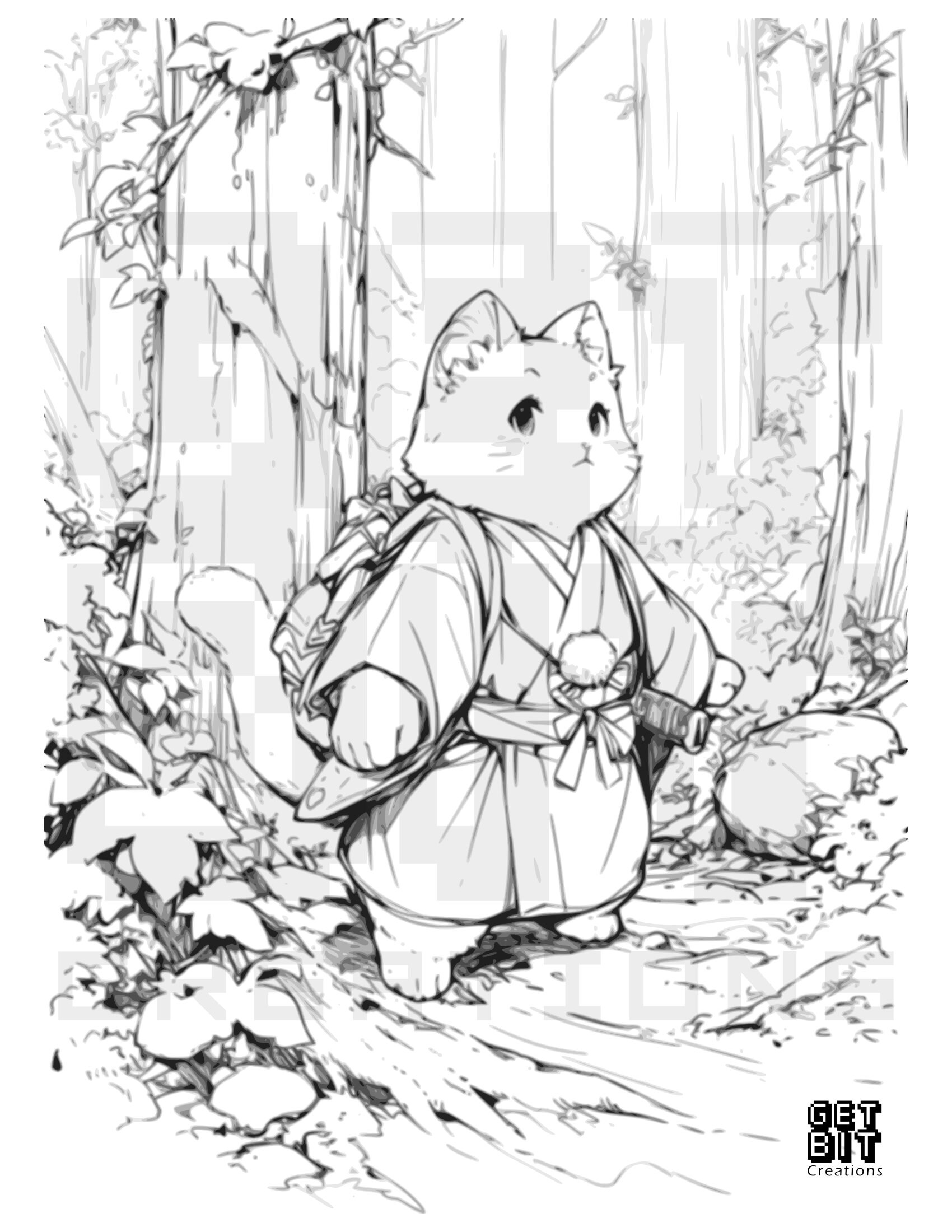Kawaii Cat Coloring Anime Cat Kawaii Japan Coloring Book Japanese Cat ...