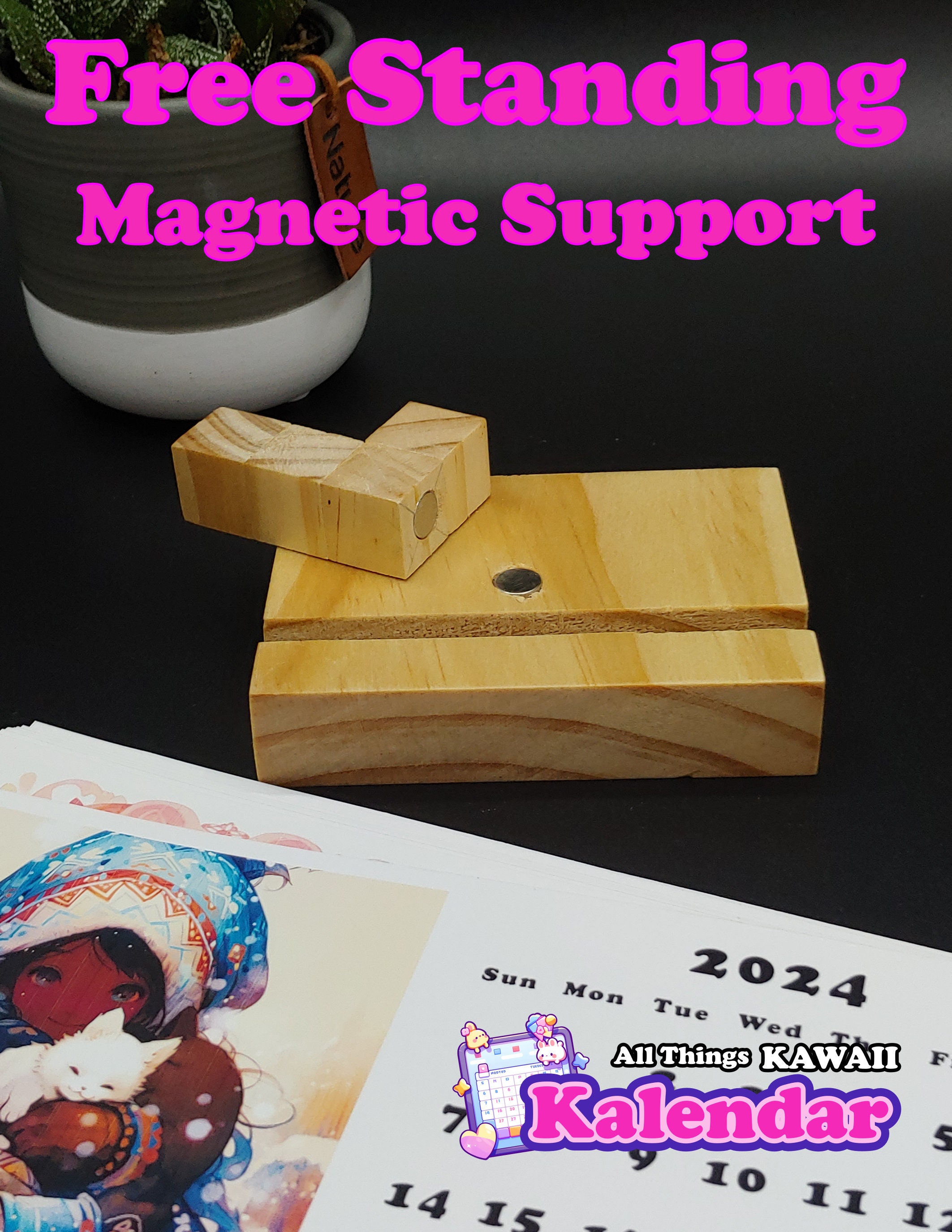 2024 Calendar Kawaii Cute Free Standing Desk Calendar Anime Style ...