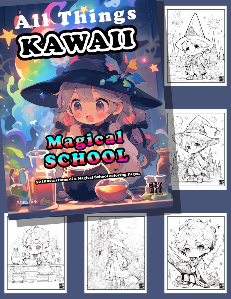 Kawaii Coloring Page Japanese Style Drawing Cute Magical School ...