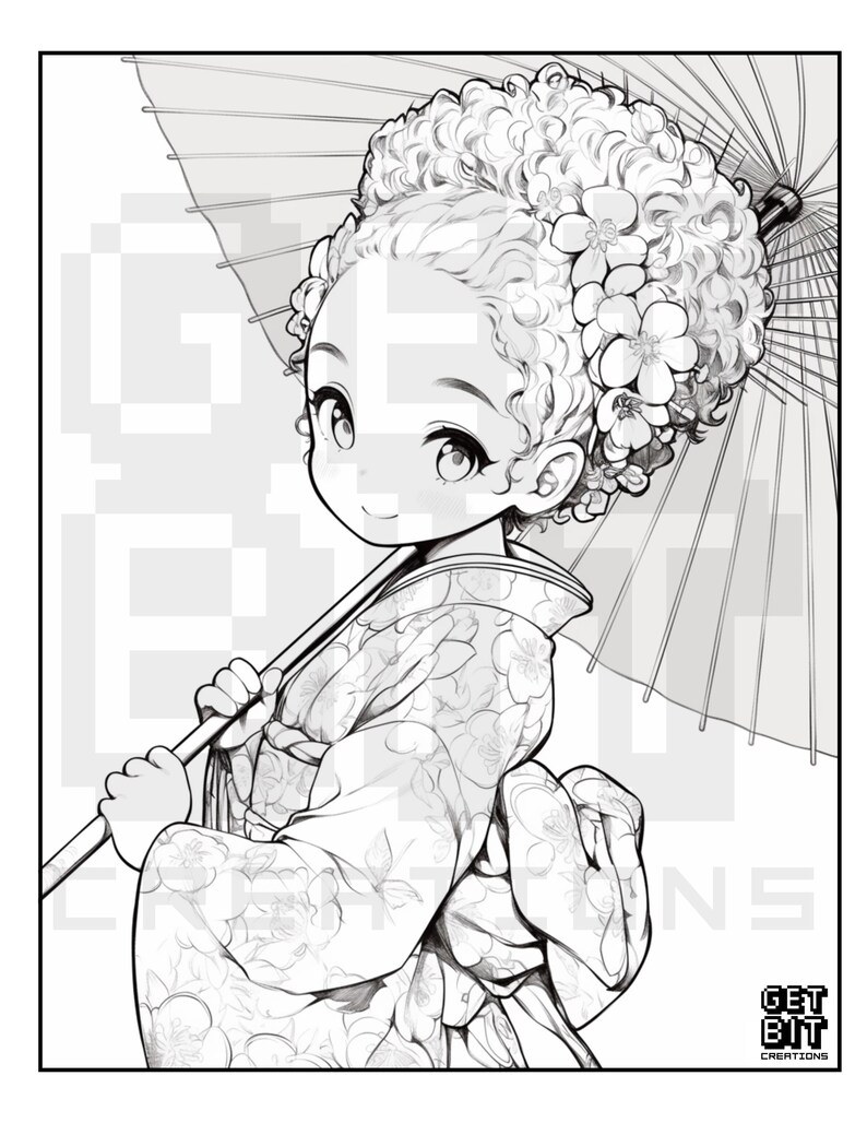 Kawaii Coloring Book Japanese Culture Style Drawing Chibi Digital ...