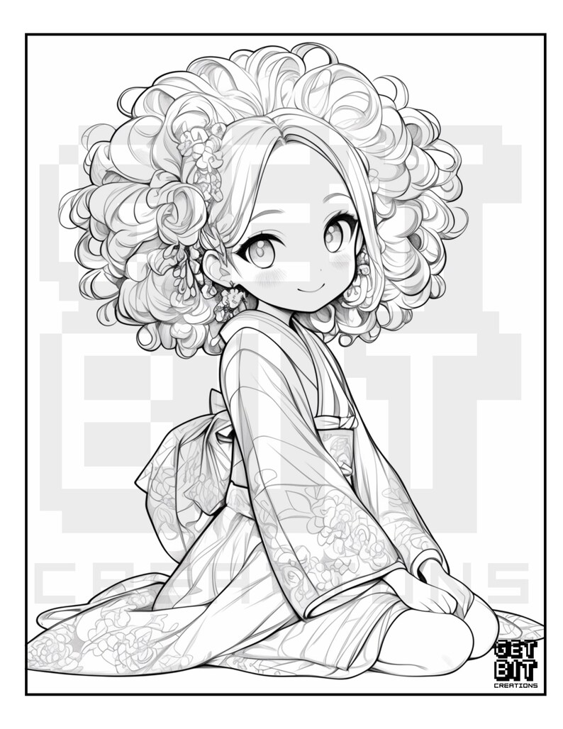 Kawaii Coloring Book Japanese Culture Style Drawing Chibi Digital ...
