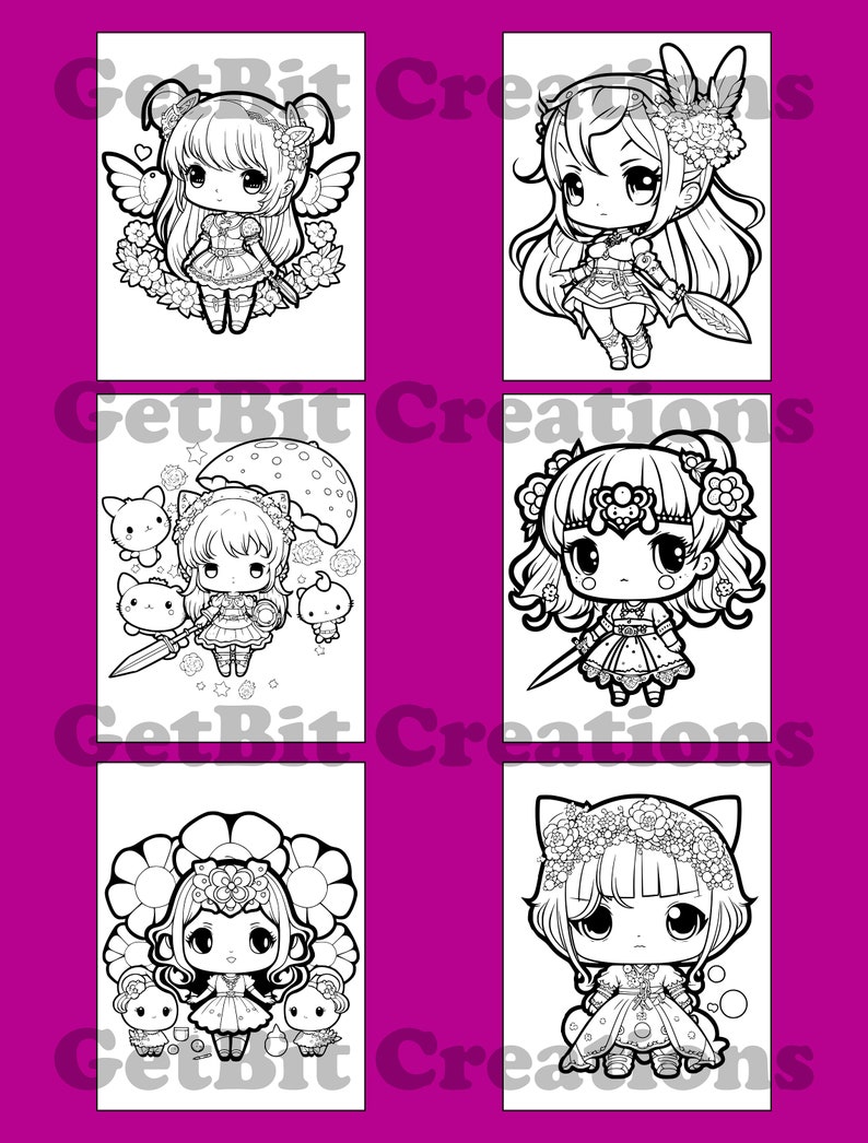 Cute Chibi Coloring Book for Digital Download Fantasy Adventure ...