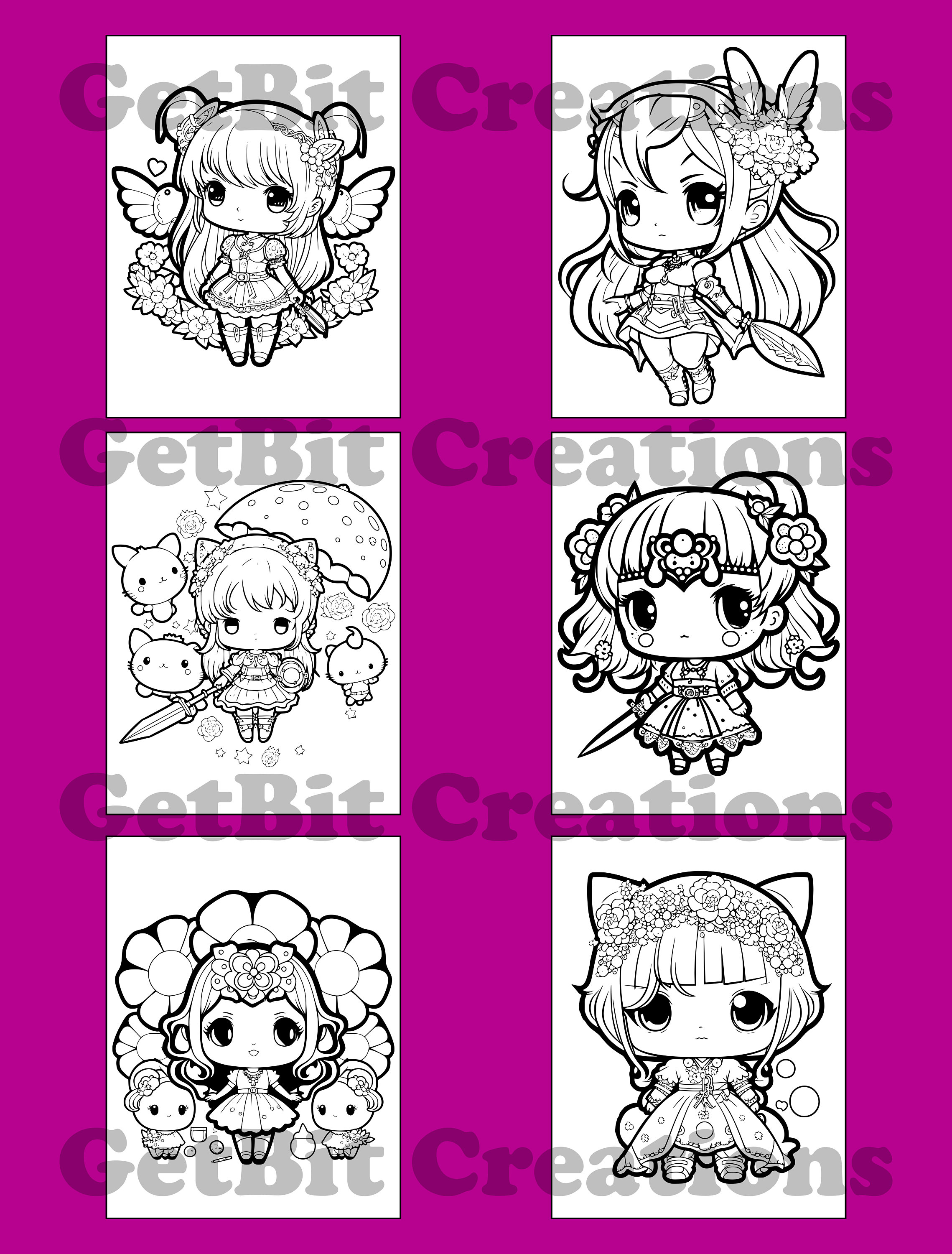 Cute Chibi Coloring Book for Digital Download Fantasy Adventure ...