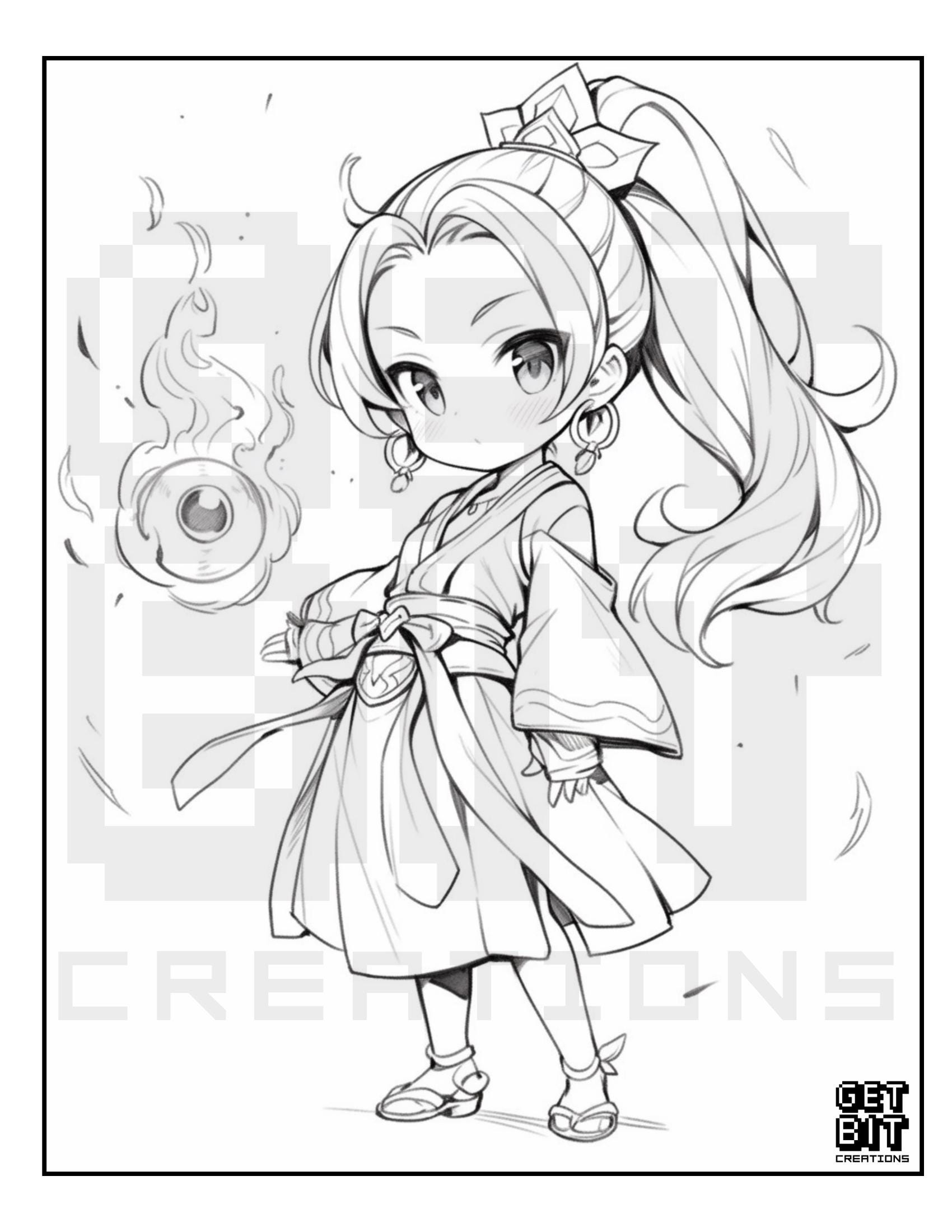 Spell Casters Anime Coloring Book Magical Anime Art Fantasy Wizards ...