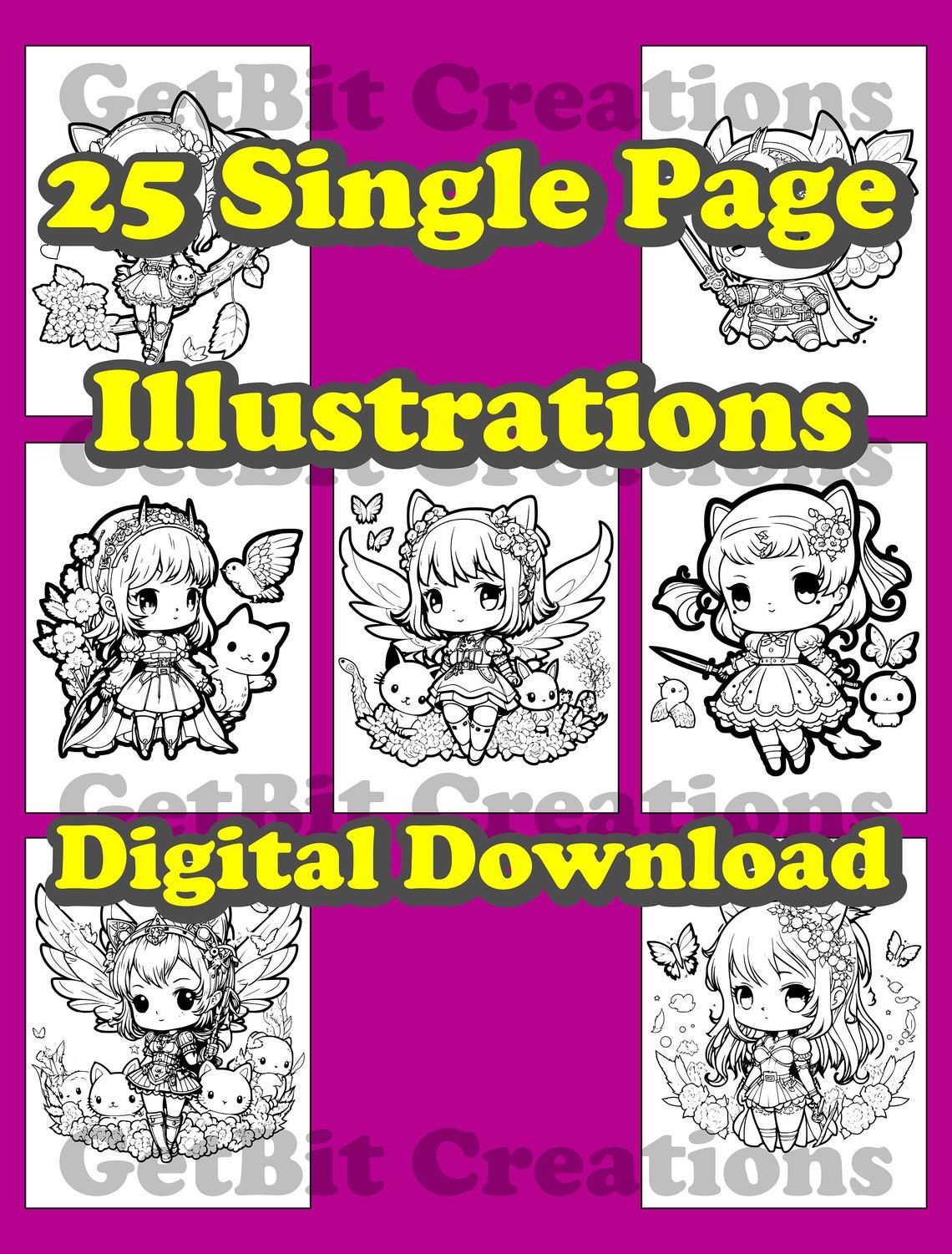 Cute Chibi Coloring Book for Digital Download Fantasy Adventure ...