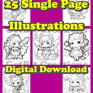 Cute Chibi Coloring Book for Digital Download Fantasy Adventure ...