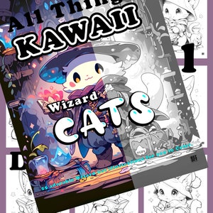 Wizard Cat Coloring Anime Cat Kawaii Coloring Book Wizard Cat Craft ...