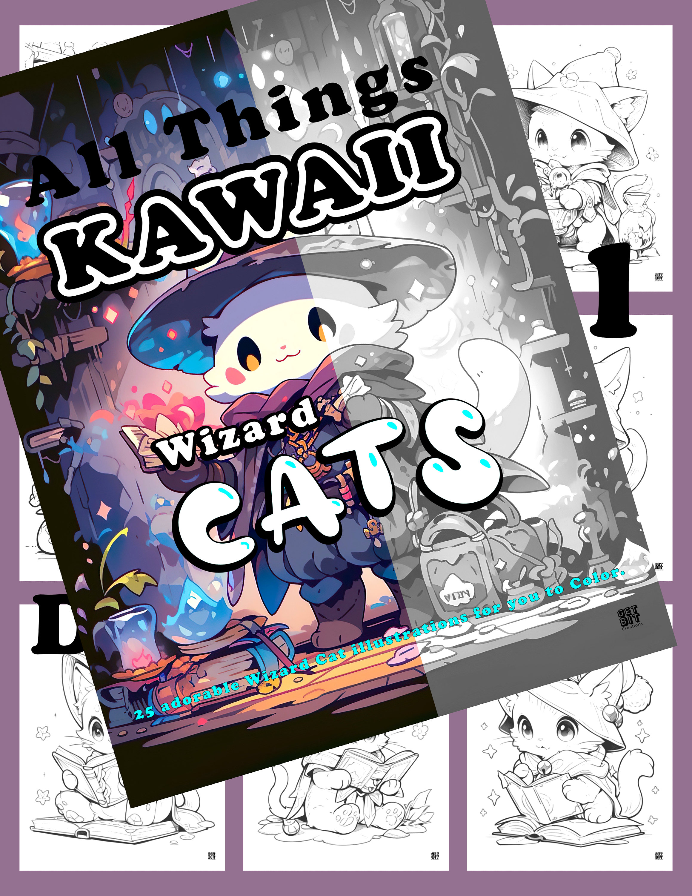 Wizard Cat Coloring Anime Cat Kawaii Coloring Book Wizard Cat Craft ...