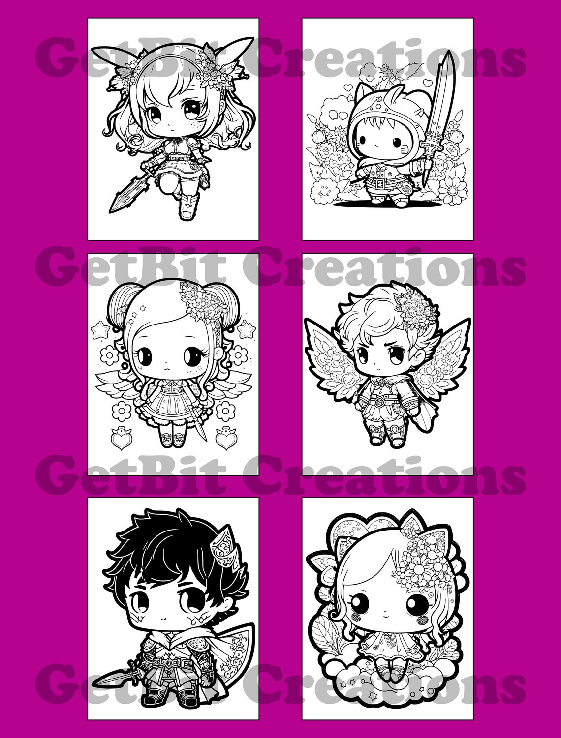 Cute Chibi Coloring Book for Digital Download Fantasy Adventure ...