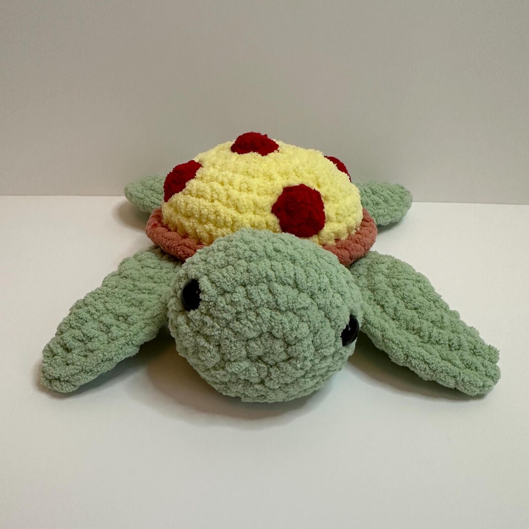 Crochet Pastel Pizza Sea Turtle Plushie Amigurumi Stuffie - Etsy