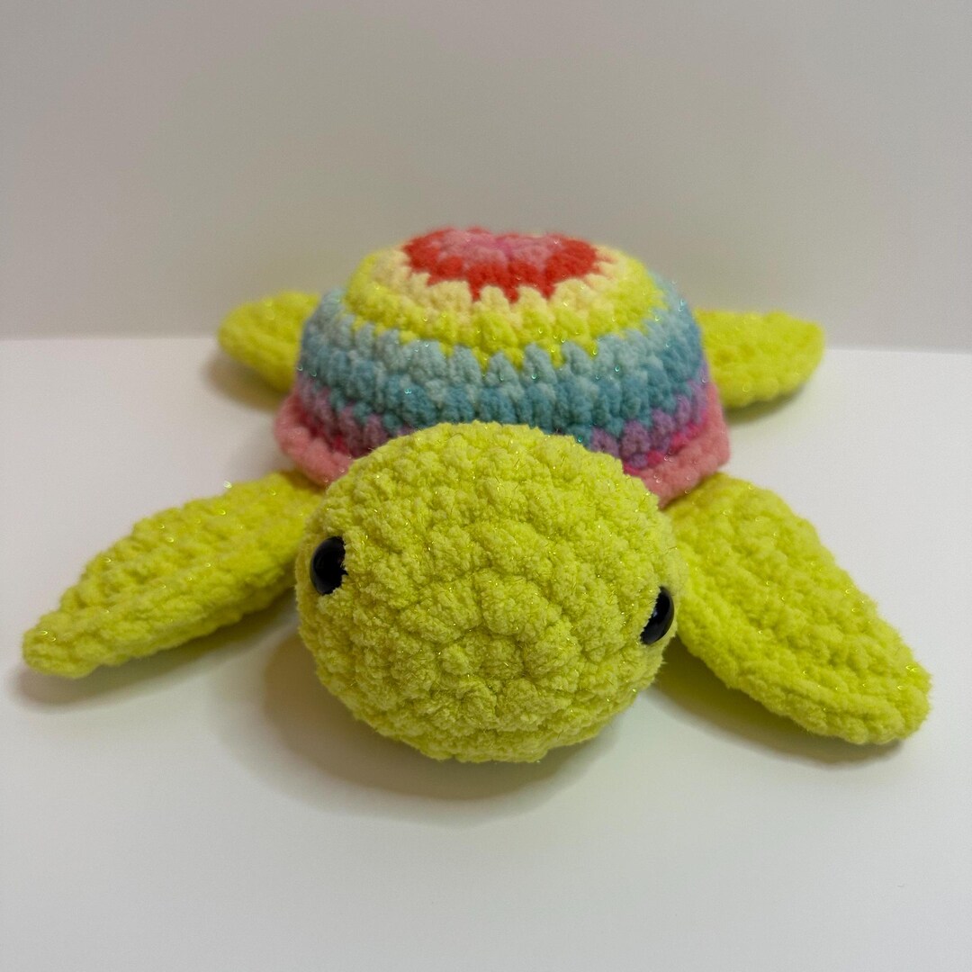 Glitter Sparkle Rainbow Crochet Sea Turtle Amigurumi Plushie Stuffie - Etsy